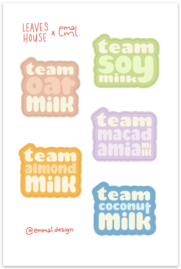 Leaves x @by.emmal Team Milk Autocollant 4"x6" – Leaves House